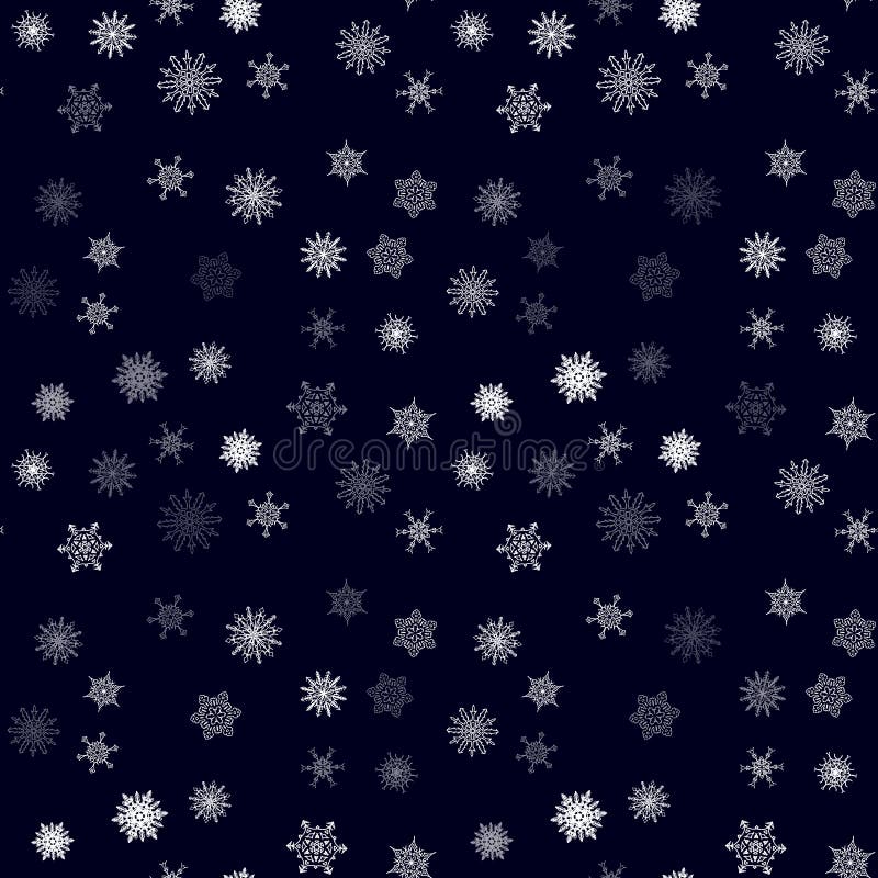 Christmas Snowflake Seamless Pattern with Tiled Falling Snow Stock ...