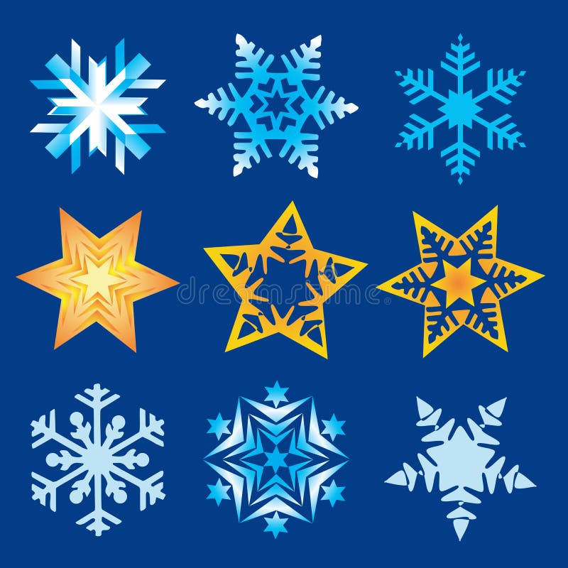 Snowflakes Stars Flowers and Diamond Shaped Vectors with Ornate Details ...