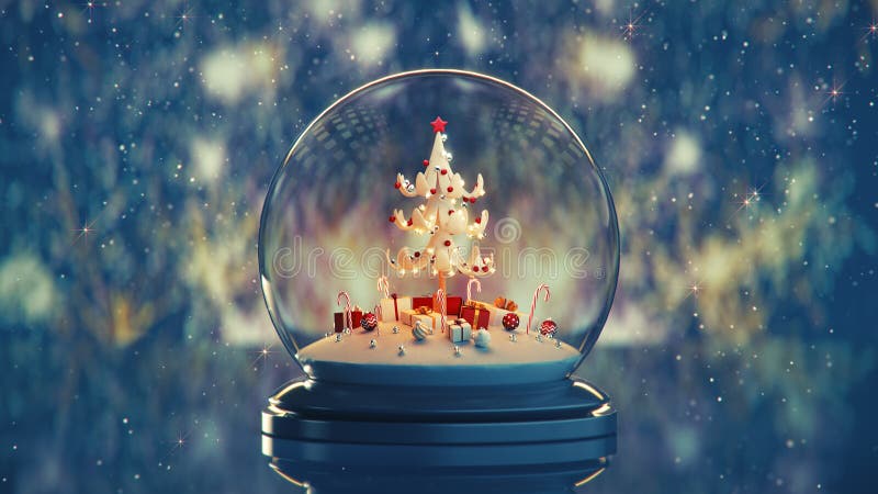 Christmas Snowglobe and Fireworks 3D Render Stock Illustration ...