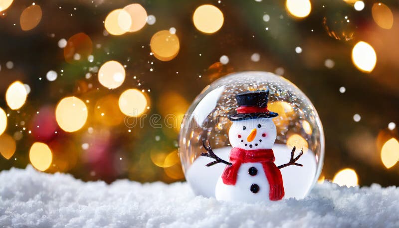 Christmas Snowman in Glass Ball on Snow Stock Illustration ...
