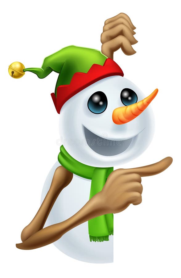 Christmas snowman pointing stock vector. Illustration of presenting ...