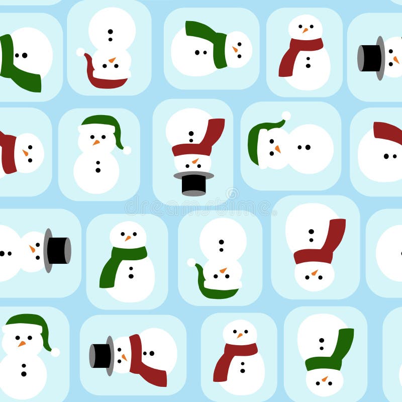 Christmas Snowmen Seamless Repeat Design Stock Vector - Illustration of ...