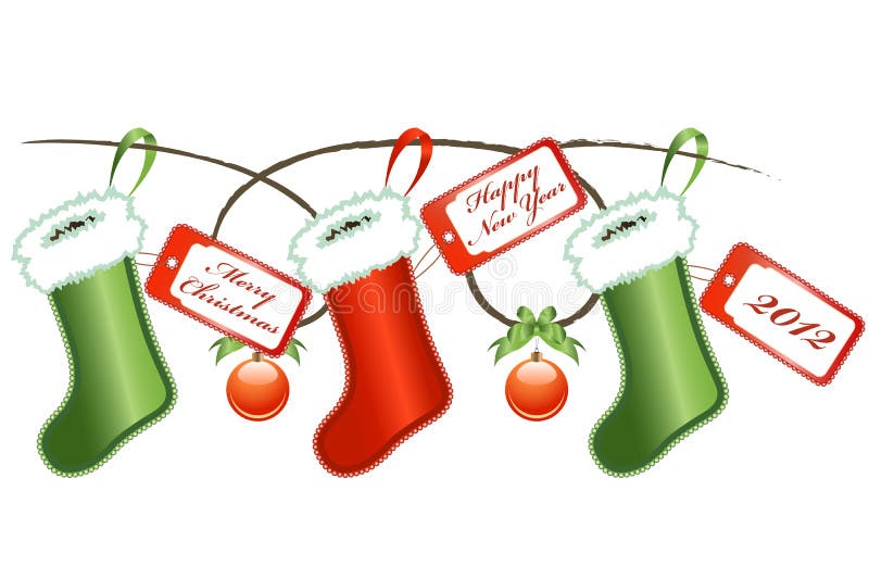 Vector Illustration: Christmas Socks with Gifts Stock Vector ...