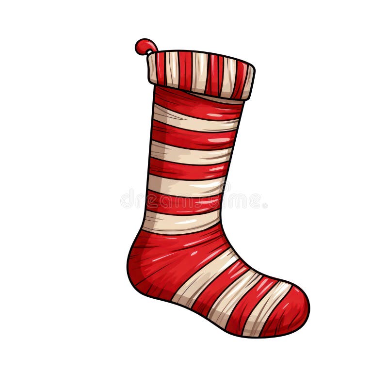Christmas Socks Red Color Isolated on White, Flat Illustration Stock ...
