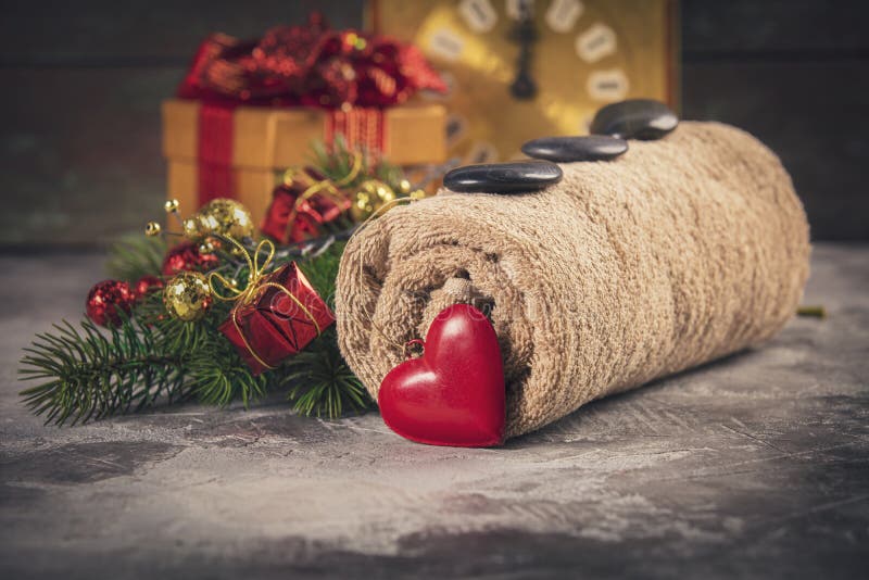 Christmas SPA composition stock image. Image of massage - 129815121