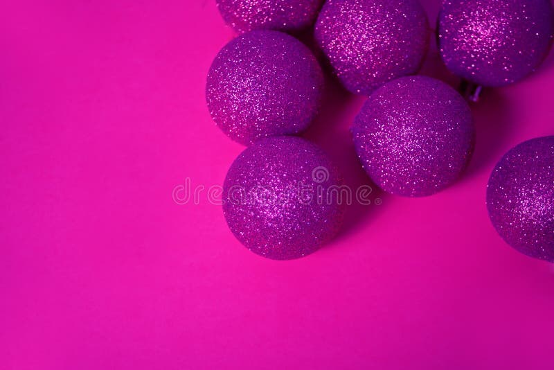 Christmas Sparkle Balls in a Purple Color. Copy Space Stock Image ...