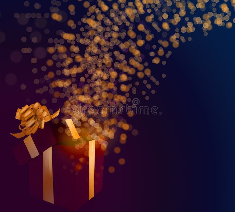 Christmas Sparkling Gift on Dark Blue Background Stock Illustration ...