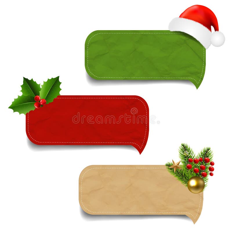 Christmas Speech Bubbles Set White Background Stock Vector ...