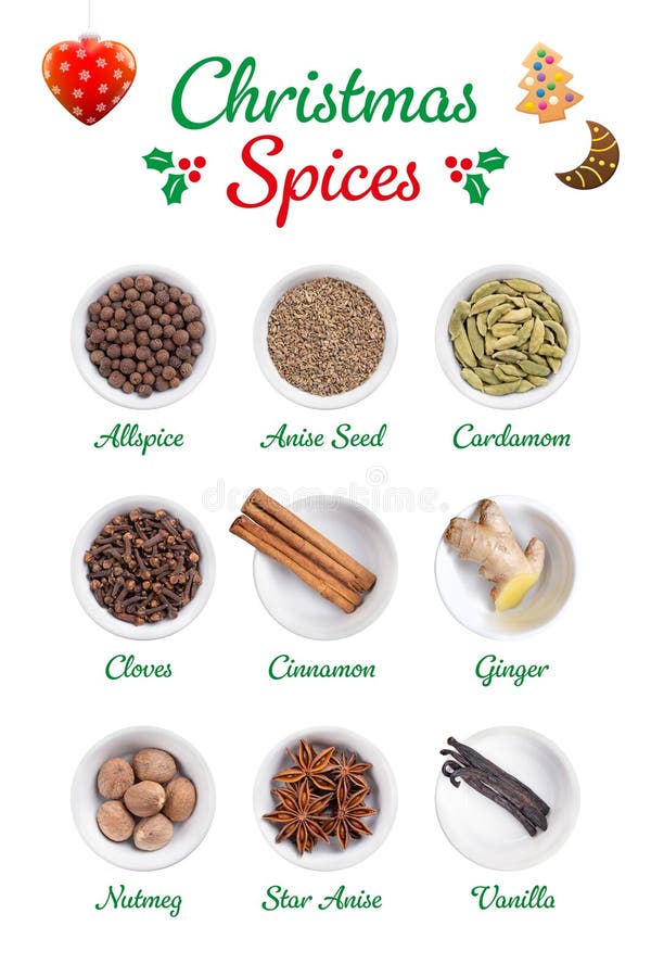 Christmas Spices and Scents of Winter Holidays in White Bowls with ...