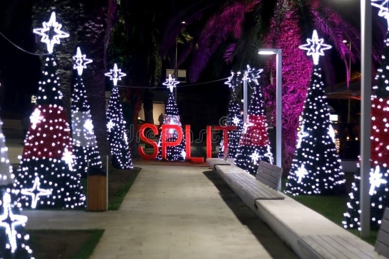 Christmas in Split, Croatia Stock Photo - Image of fairy, bench: 134300540