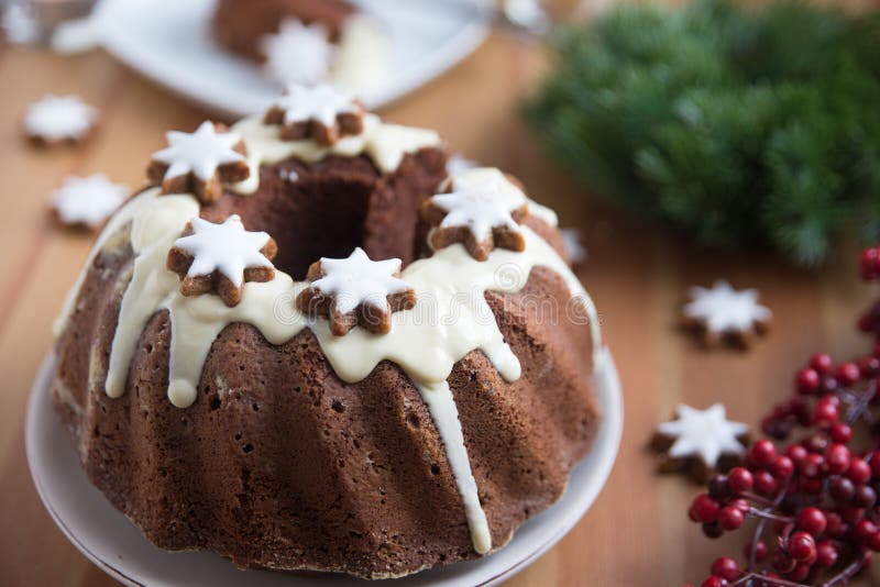 Christmas Sponge Cake stock image. Image of decorated - 60947379