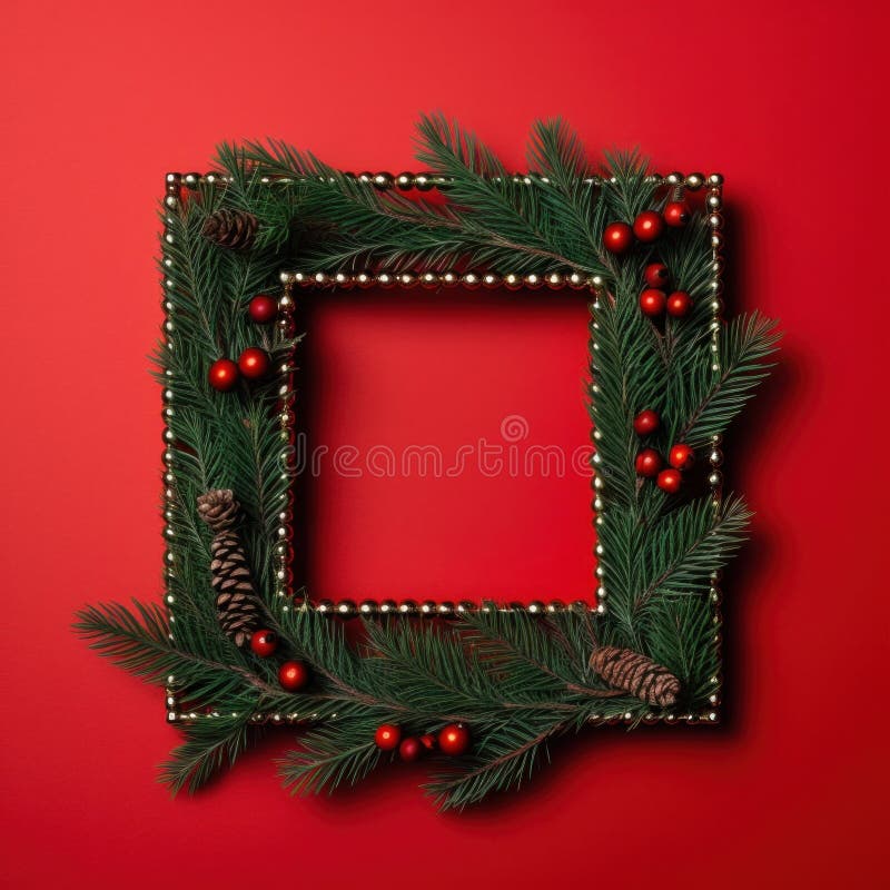Christmas Square Frame. Illustration AI Generative Stock Illustration ...