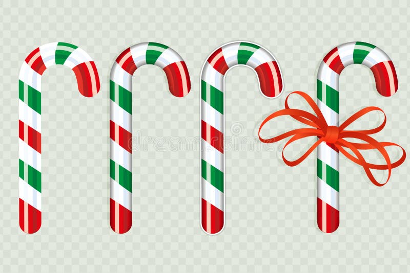 Christmas Staff with Red and Green Stripes and Red Ribbon, Design ...