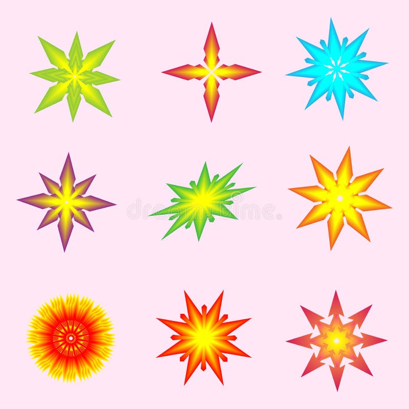 Christmas Star Flower Snowflakes Sticker Label Shape Decoration Vector ...