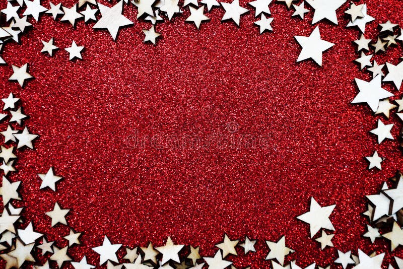 Christmas Star Frame Over on Red Glitter Background Stock Illustration ...