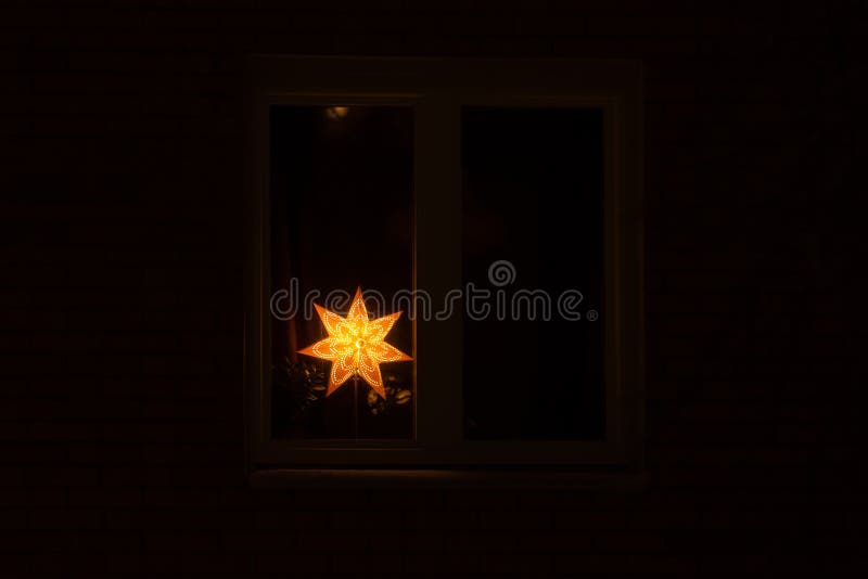 Christmas Star Lamp in Window Stock Photo - Image of shining ...