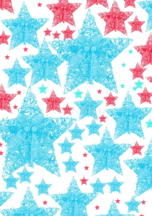 Christmas Star Pattern Blue with Red Stock Illustration - Illustration ...