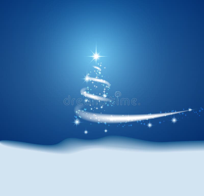 Christmas Star and Christmas Tree Over Snow Snowdrifts Stock ...