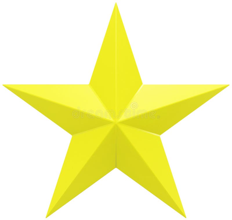 Christmas Star Yellow - 5 Point Star - Isolated on White Stock ...