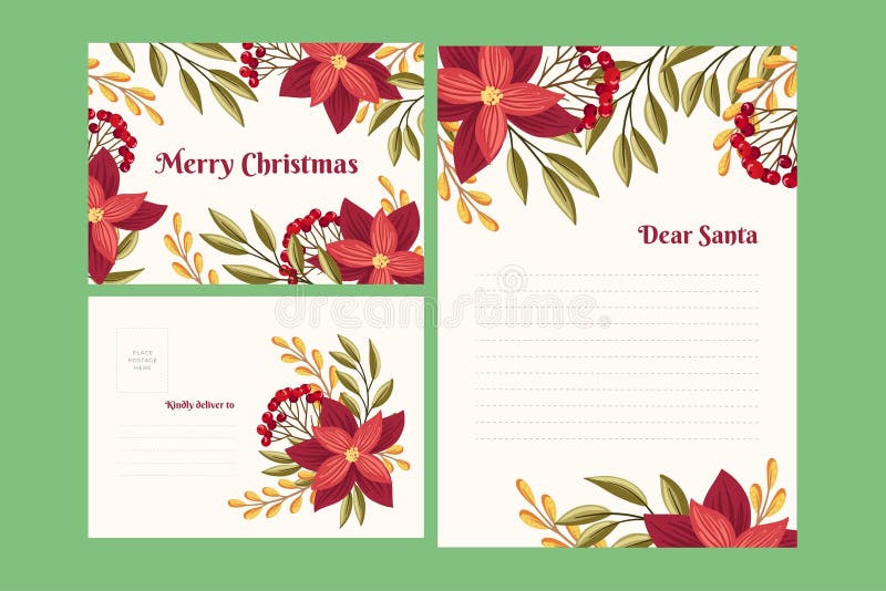 Christmas Stationery Template Flat Vector Design Illustration Stock ...