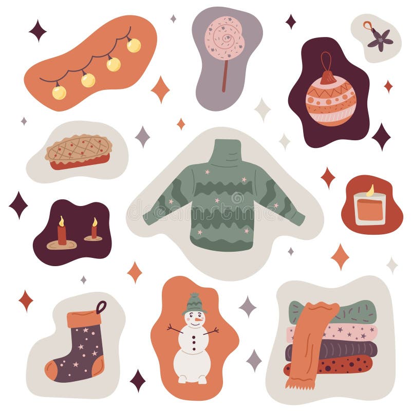 Christmas Sticker Set, Happy Holidays Elements Collection, Happy ...