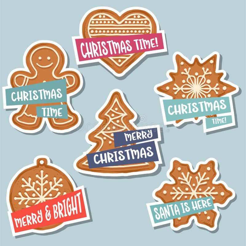 Christmas Stickers Collection with Christmas Gingerbread and Wis Stock ...