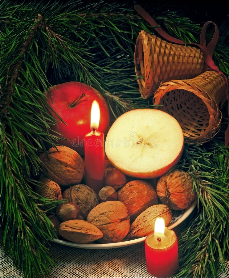 Christmas still life stock photo. Image of flame, candlelight - 6262470
