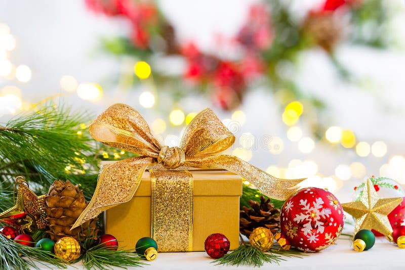 Christmas Still Life with Christmas Gift Boxes, Festive Decorations and ...