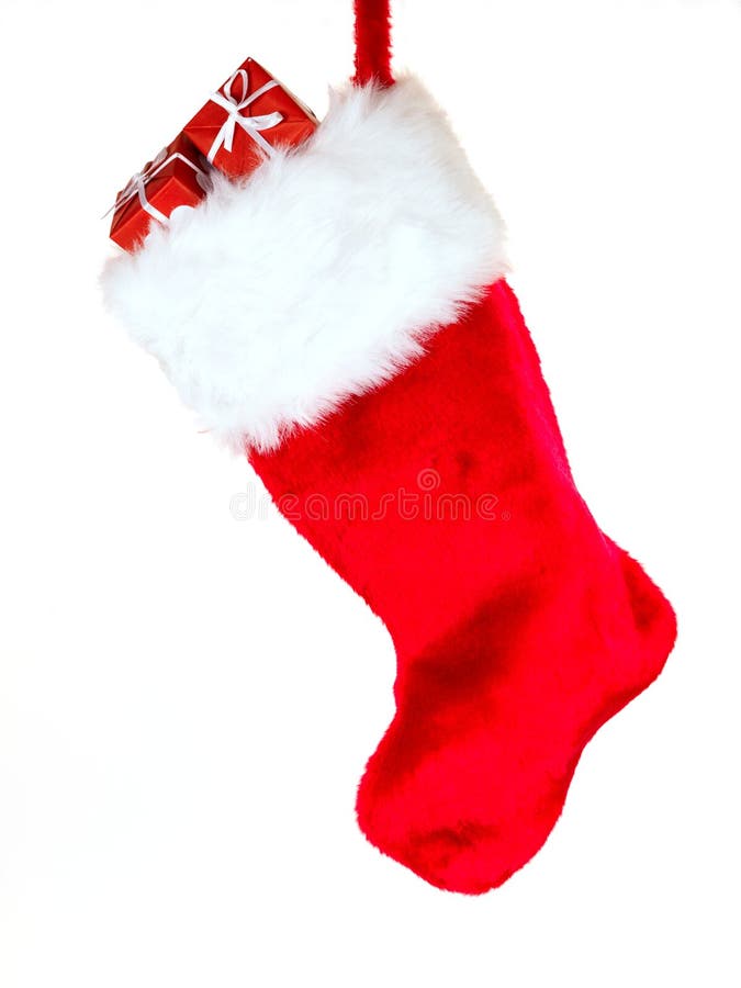 Christmas Stocking Isolated on White Stock Photo - Image of white ...