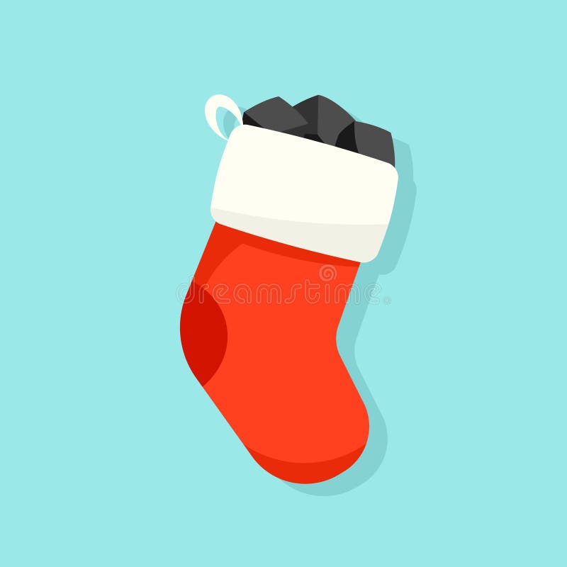Christmas Stocking with Coal Illustration. Stock Vector - Illustration ...