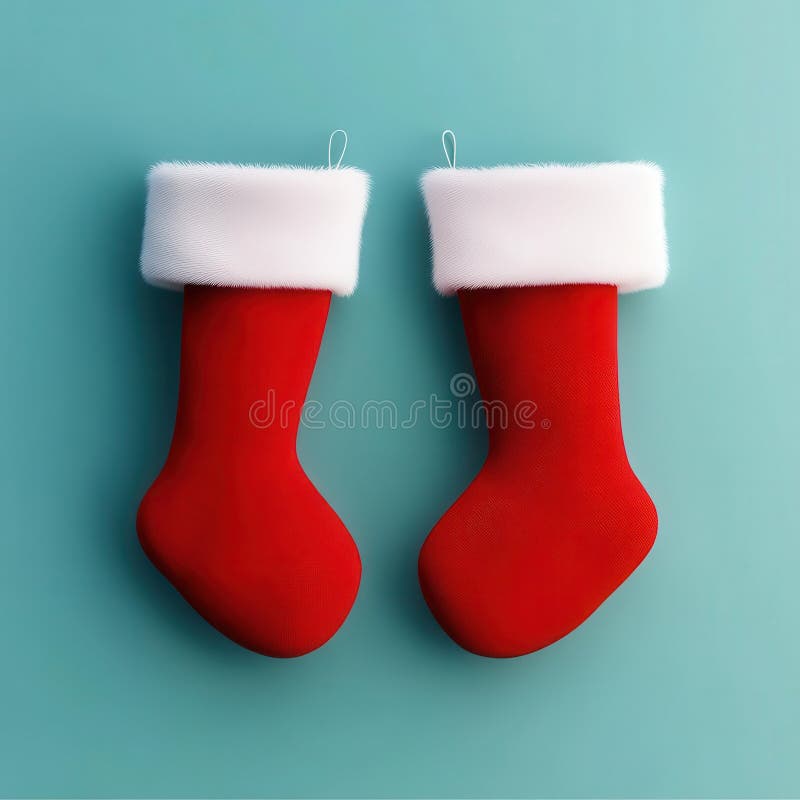 Christmas Stocking Flat Design Top View Christmas Theme 3D Render ...