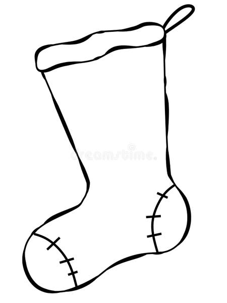 Christmas Stocking Line Art Stock Illustration - Illustration of simple ...