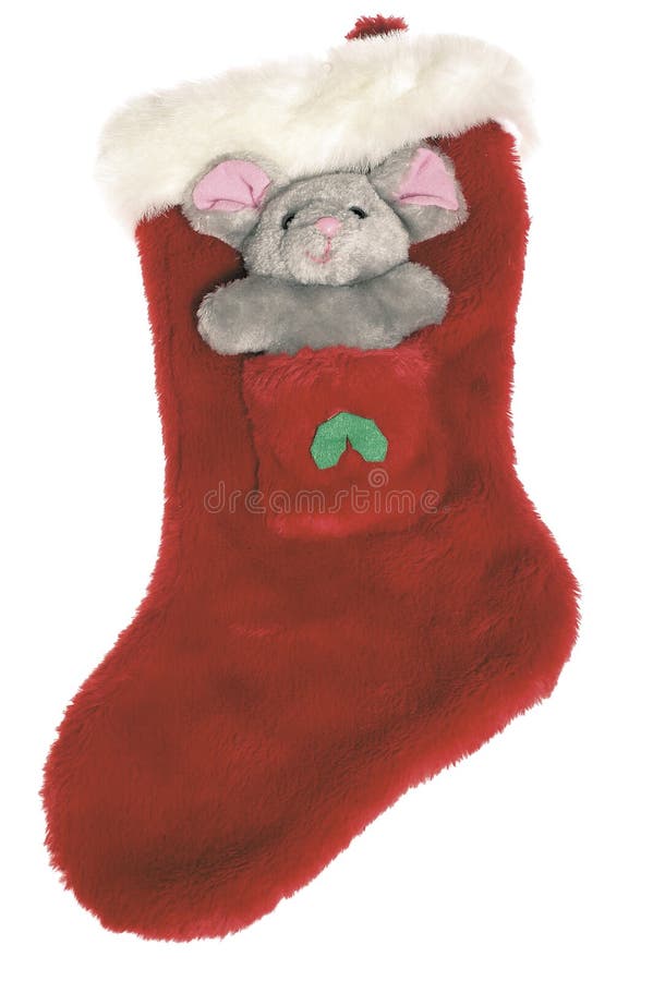 Christmas Stocking with Mouse Stock Photo - Image of surprise ...