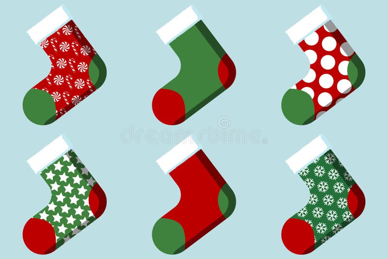 Christmas Stocking with Pattern Flat Vector Pack Stock Vector ...