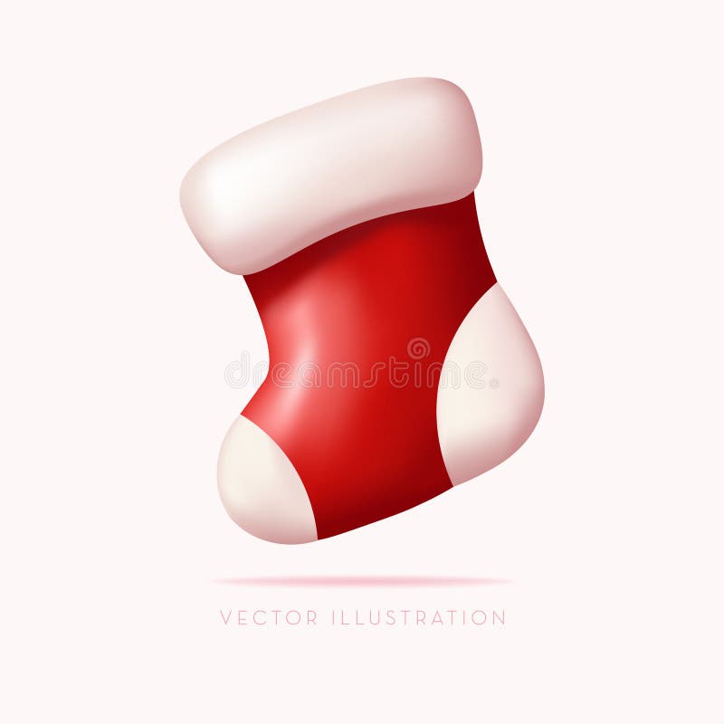 Christmas Stocking, Red Sock. 3D Minimal Vector Illustration Stock ...