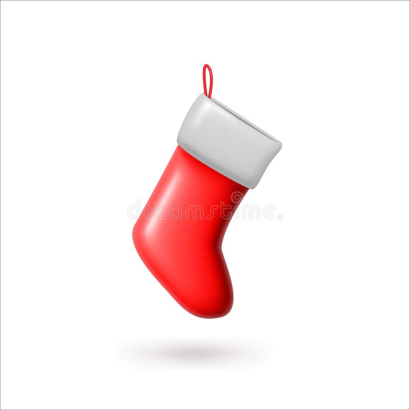 Christmas Stocking, Red Sock. 3D Minimal Vector Stock Vector ...
