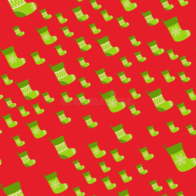 Christmas Stockings Seamless Pattern. Christmas Background with Green ...