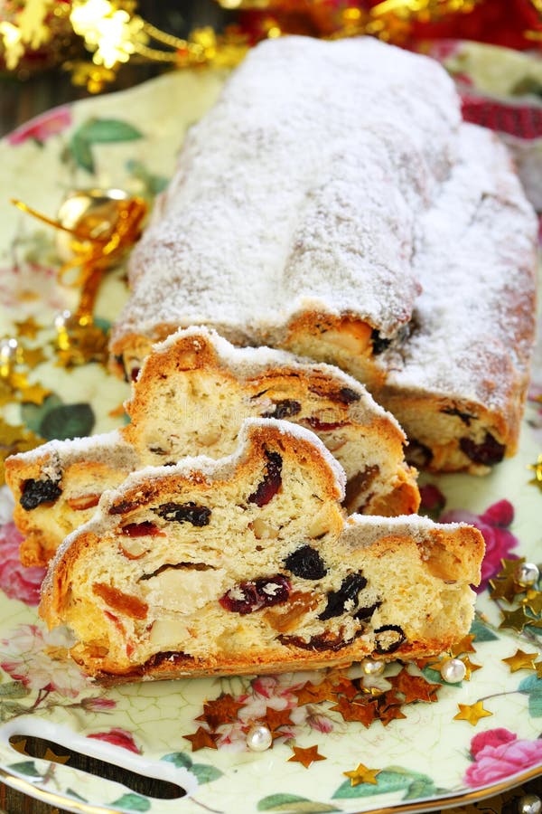 Christmas Stollen on a Celebratory Table. Stock Photo - Image of candle ...