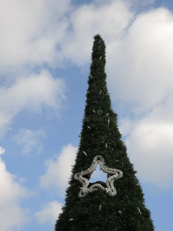 Christmas Street Decoration Tree with Star Stock Image - Image of ...