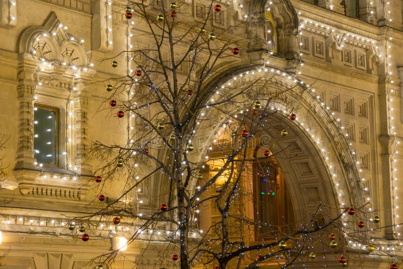 Christmas street lights stock photo. Image of ornament - 63375810