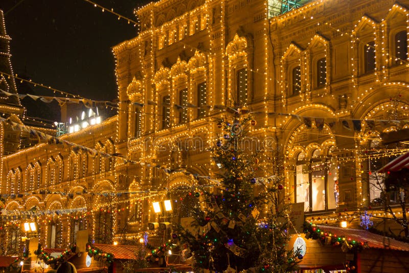 Christmas street lights stock photo. Image of year, lights - 63375862