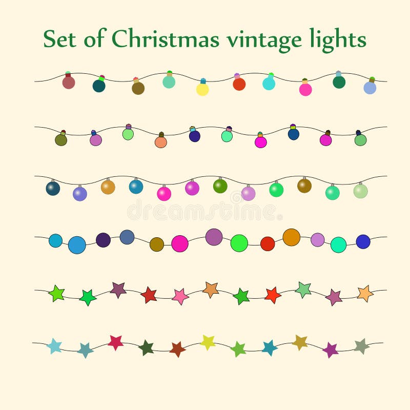 Christmas String Lights. Vector Set. Stock Vector - Illustration of ...