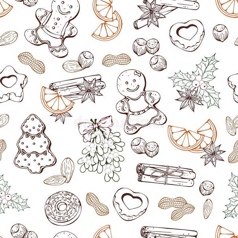Christmas Sweets Pattern Colorful Sketch Stock Vector - Illustration of ...