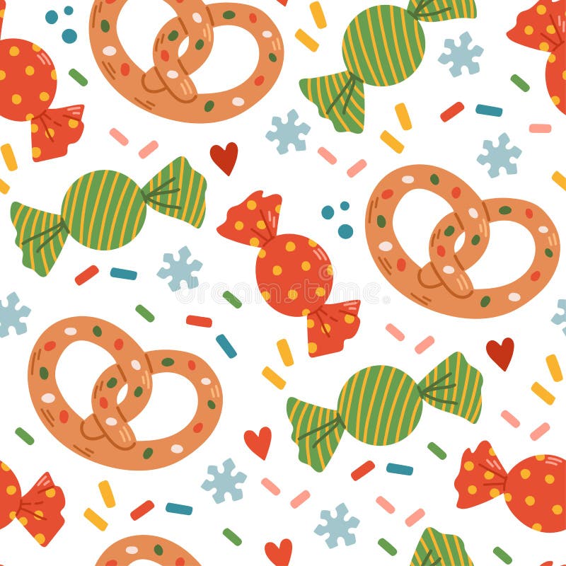 Christmas Sweets Pattern Simple Flat Design Vector Stock Vector ...