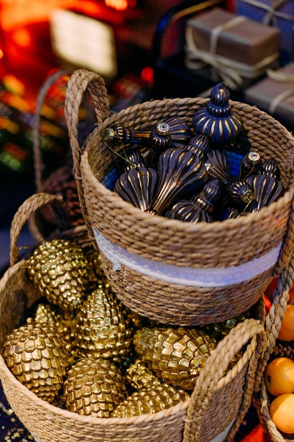 Christmas Symbol Decorations Festive Tree Items Baskets Stock Image ...