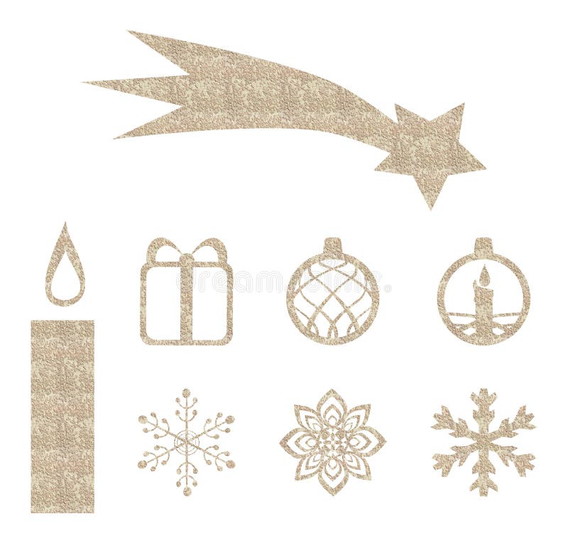 Christmas Symbols, Light Stucco Pattern, Festivity, Isolated. Stock ...