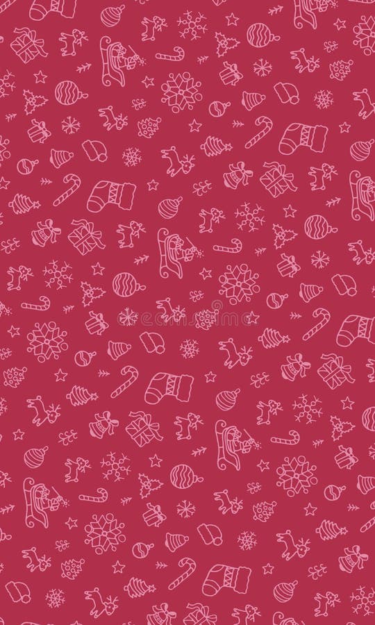 Christmas Symbols on Red Paper, 3d Rendering, Pattern Stock ...