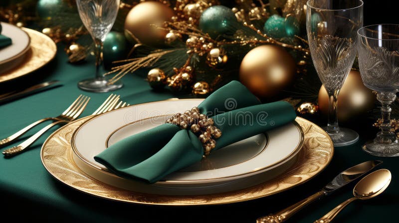 A Christmas Table with a Invitation Card Set on the Table. AI Generated ...