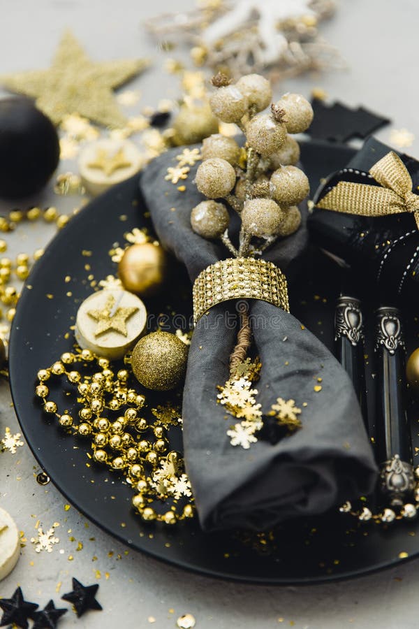 Christmas Table Place Setting Stock Photo - Image of christmastime ...