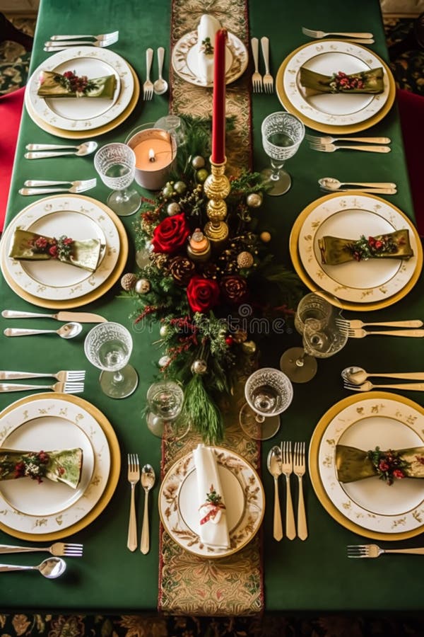 Christmas Table Scape, Elegant Formal Dinner Table Setting, Tablescape ...